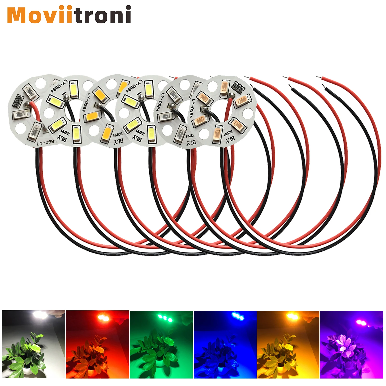 5pcs 3w Led Chip Bead Lights Bulb Surface Mounted Devices With 20cm ...