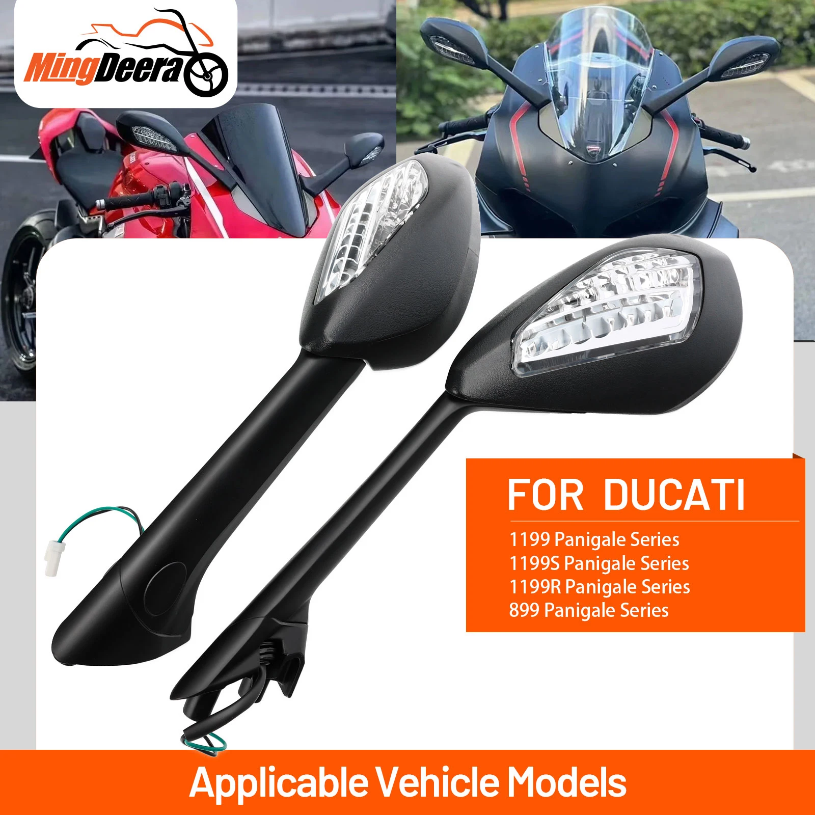 Motorcycle Racing Rear View Mirrors With Turn Signals LED Signal For ...