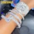 New Iced Out Bling Opened Square Zircon Charm Bracelet Gold Silver Color Baguette Aaa Cz Bangle ...