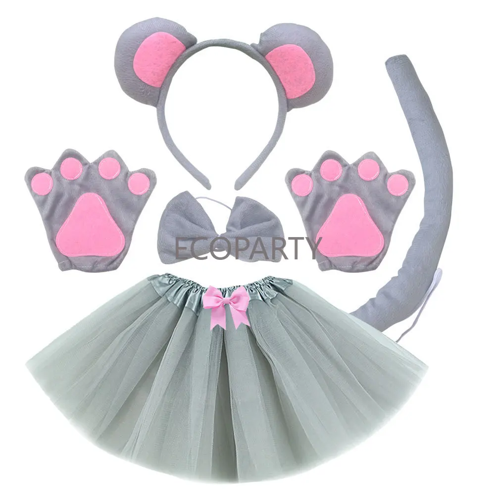 Kids Mouse Costume Set Mouse Ears Headband Bow Tie Gloves Tutu Skirt ...
