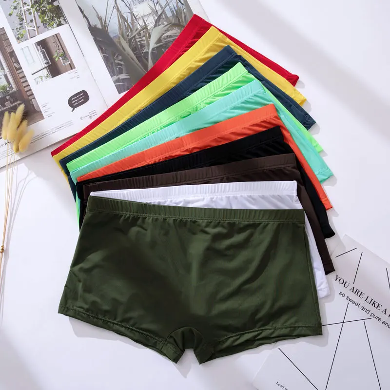 Boxer Shorts For Mens Underpants X~2xl Boxers For Boys Ice Silk Solid ...