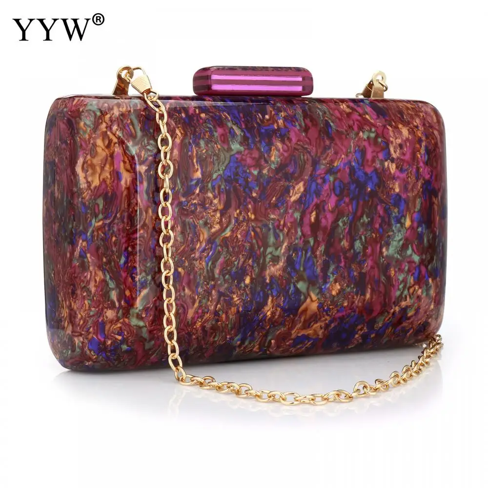 YYW-Acrylic-Women-Bag-Vintage-Colorful-Marble-Party-Prom-Evening-Clutch ...