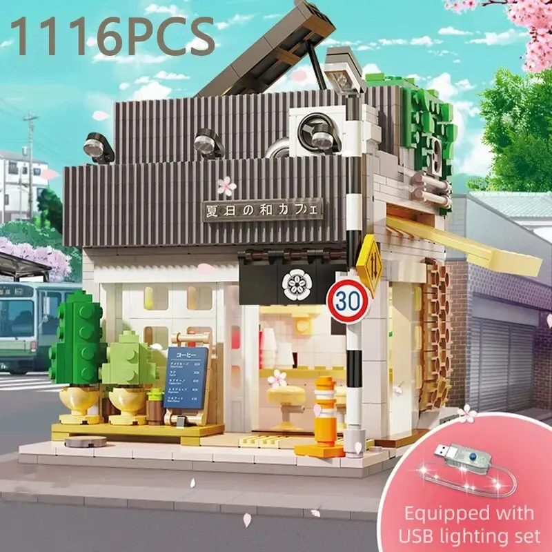 1116PCS-City-Japanese-Summer-Restaurant-Cafe-Building-Blocks-Street ...
