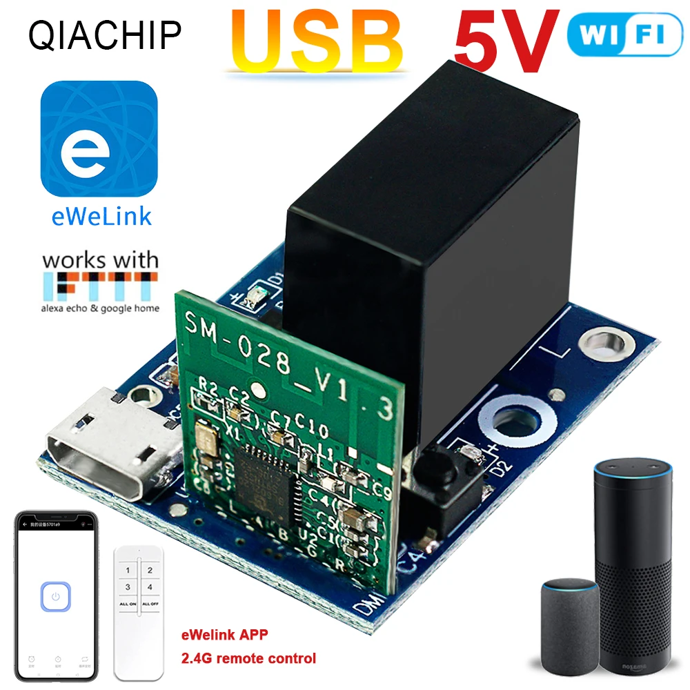 QIACHIP-Mini-Wifi-Smart-Switch-USB-DC-5V-2-4G-1-Channel-Wireless-Relay ...