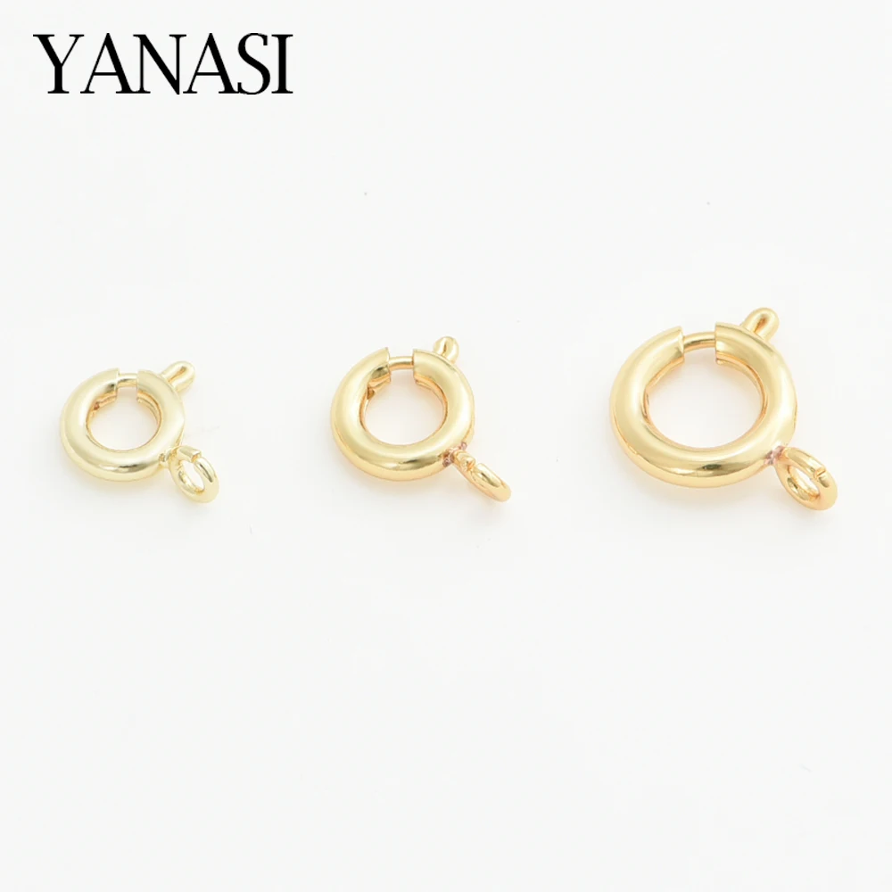 4PCS-18K-Gold-Plated-Brass-Round-Claw-Spring-Clasps-Hooks-With-Jump ...
