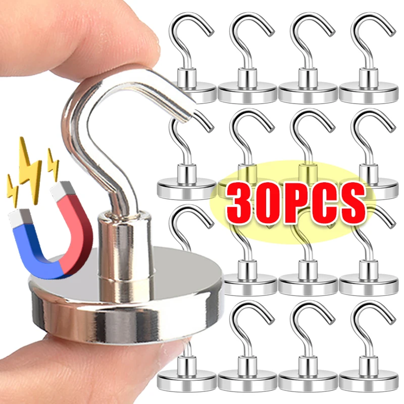 30/1PCS Strong Magnetic Hook Metal Magnet Heavy Duty Wall-mounted Hooks ...