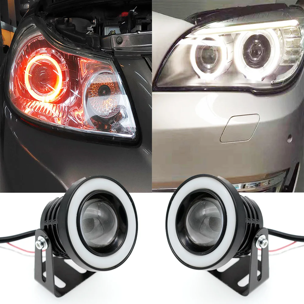 2X Car COB Auto DRL Led 12V HeadLamps Angel Eyes Fog Waterproof ...