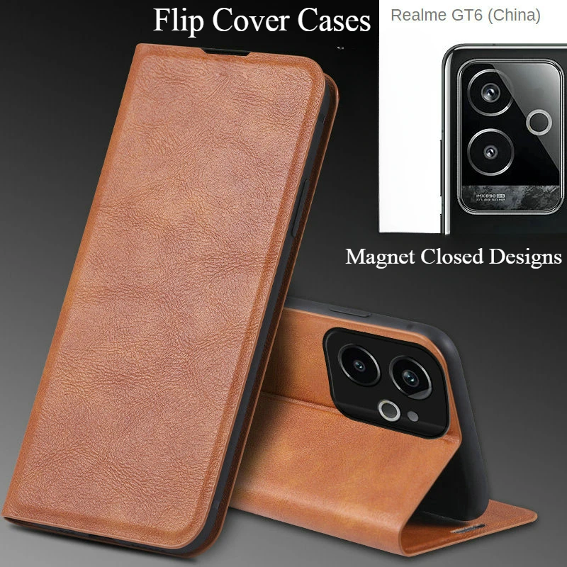 Realme GT6 (China) Leather Case Retro Skin Book Flip Magnetic AUTO ...