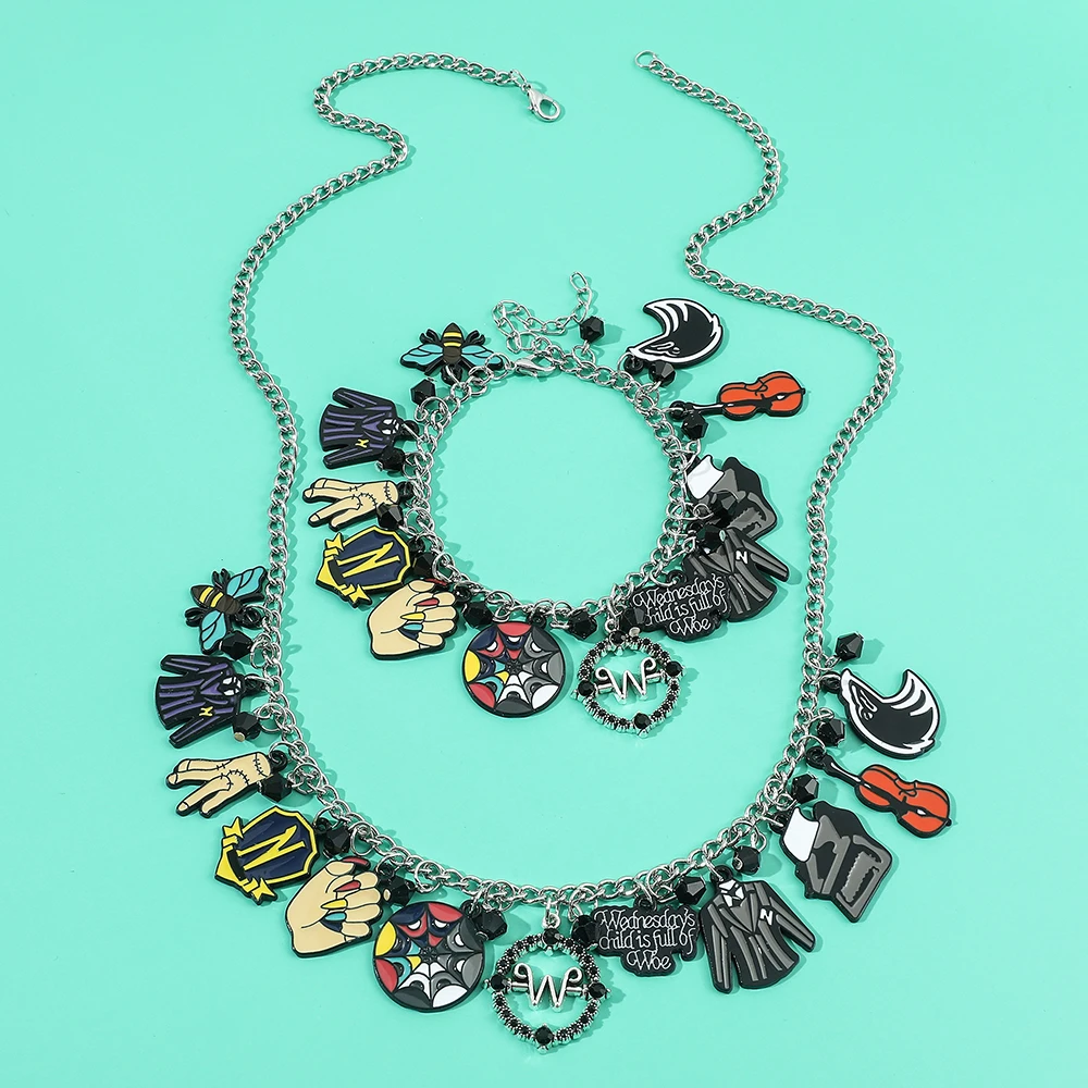 Classic-Movie-Wednesday-Addams-Necklace-Horror-Enamel-Pendant-Neck ...