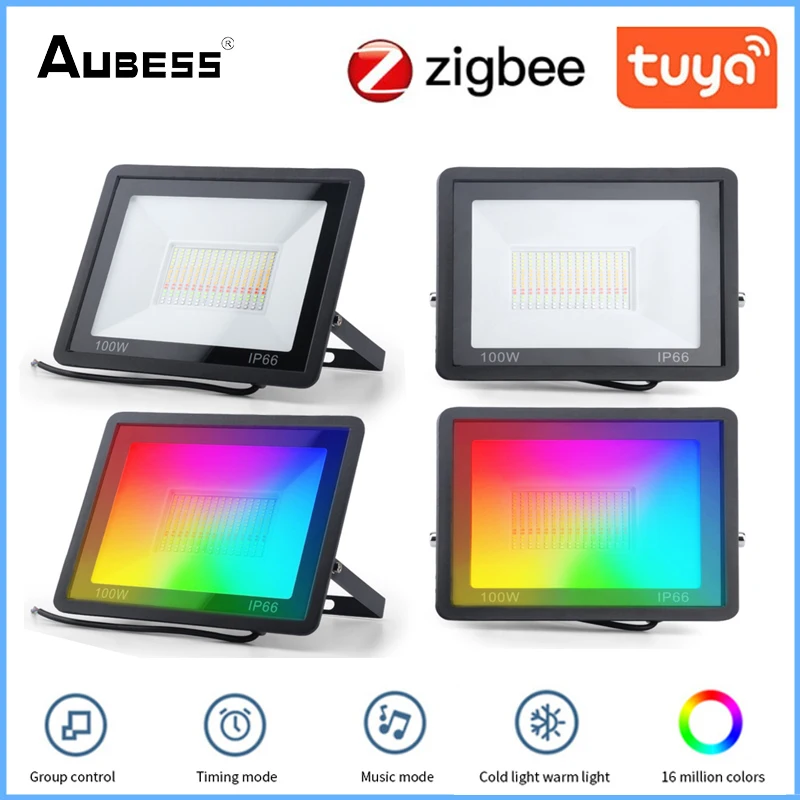 Aubess-Zigbee-100W-Led-Flood-Light-AC-220V-RGB-WW-CW-Outdoor-Floodlight-Spotlight-IP65 ...