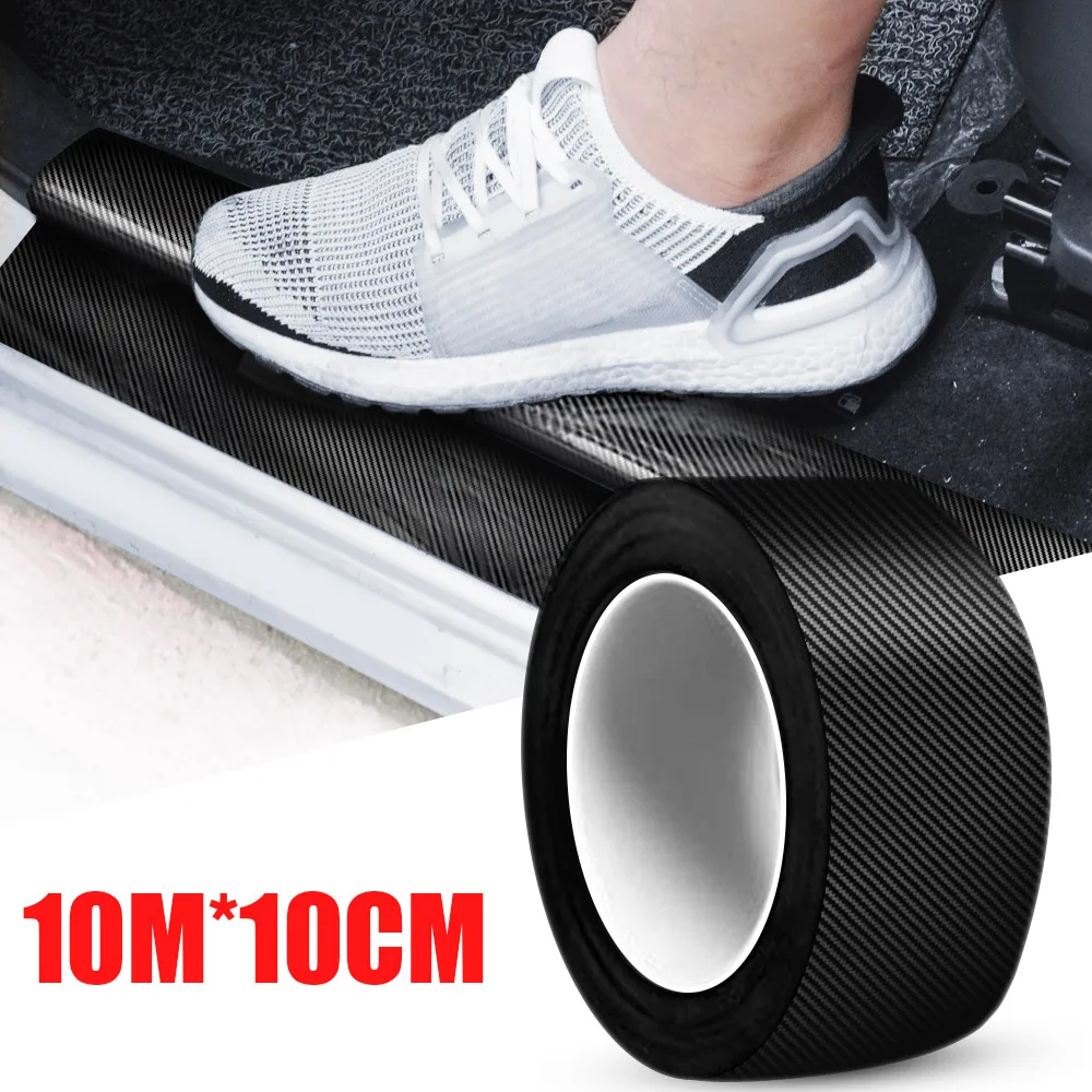 Nano Carbon Fiber Car Sticker DIY Paste Protector Strip Auto Door Sill ...