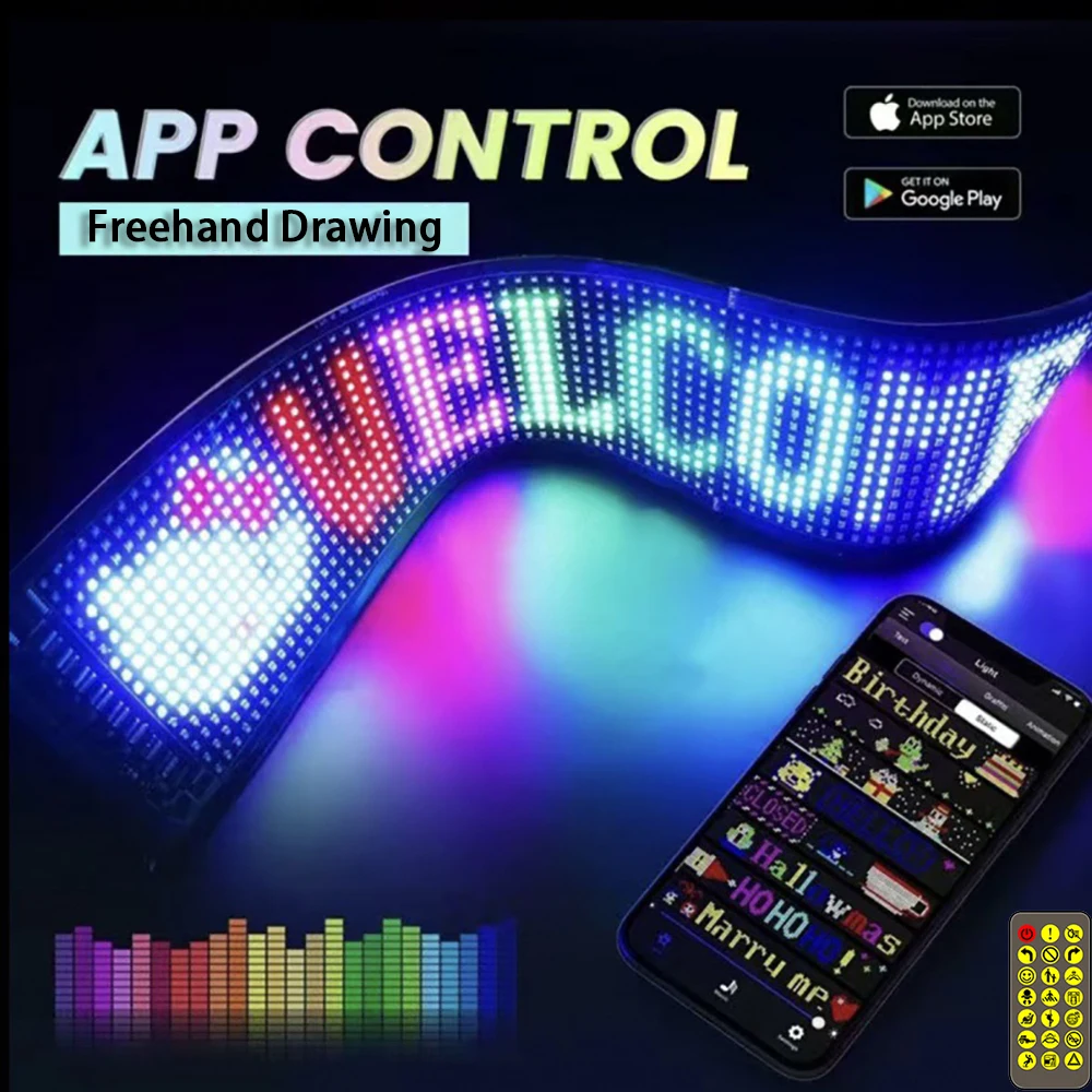 Flexible-LED-Car-Sign-Bluetooth-App-Control-Led-Panel-LED-Matrix-Pixel ...
