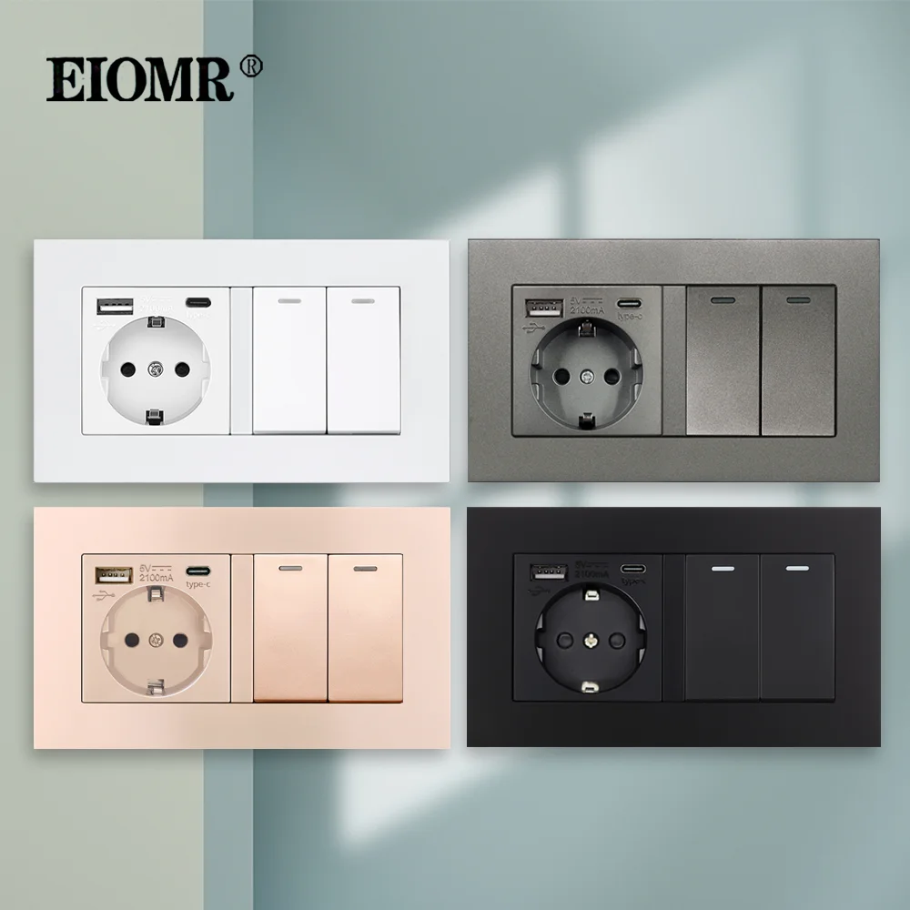 EIOMR-2-Gang-Switch-Socket-Combination-EU-Standard-Electrical-Outlet ...