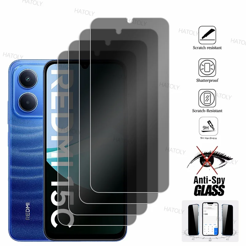 2/4PCS Privacy Screen Protector For Xiaomi Redmi 15C 4G Anti-Spy Glass ...