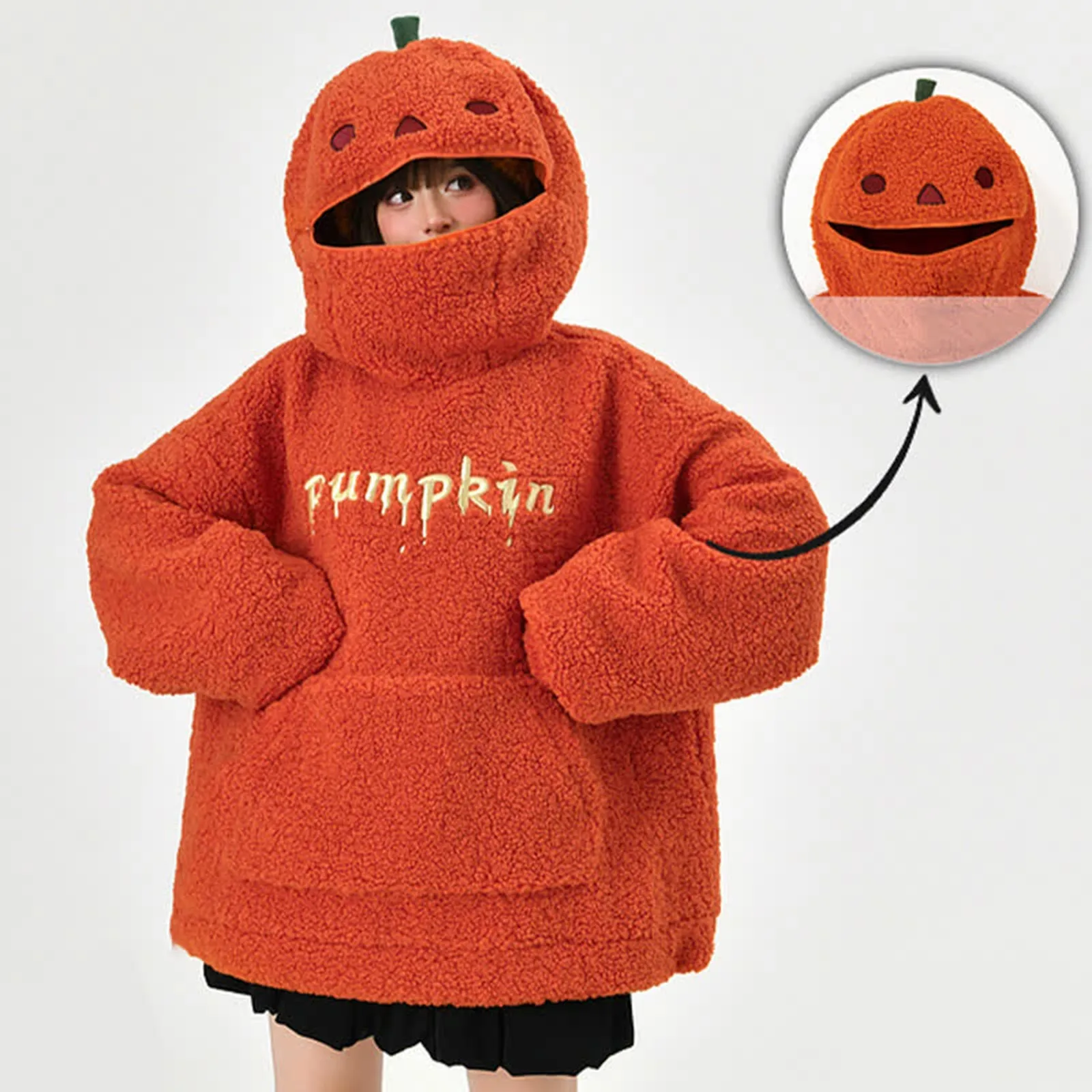 Sudadera-con-capucha-de-cuello-redondo-con-forma-de-calabaza-para-mujer ...