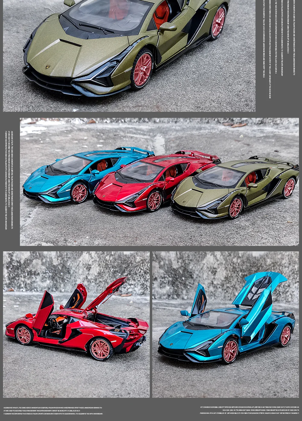 La couleur noire Modèle de voiture Lamborghinis en alliage, 1:24 ...