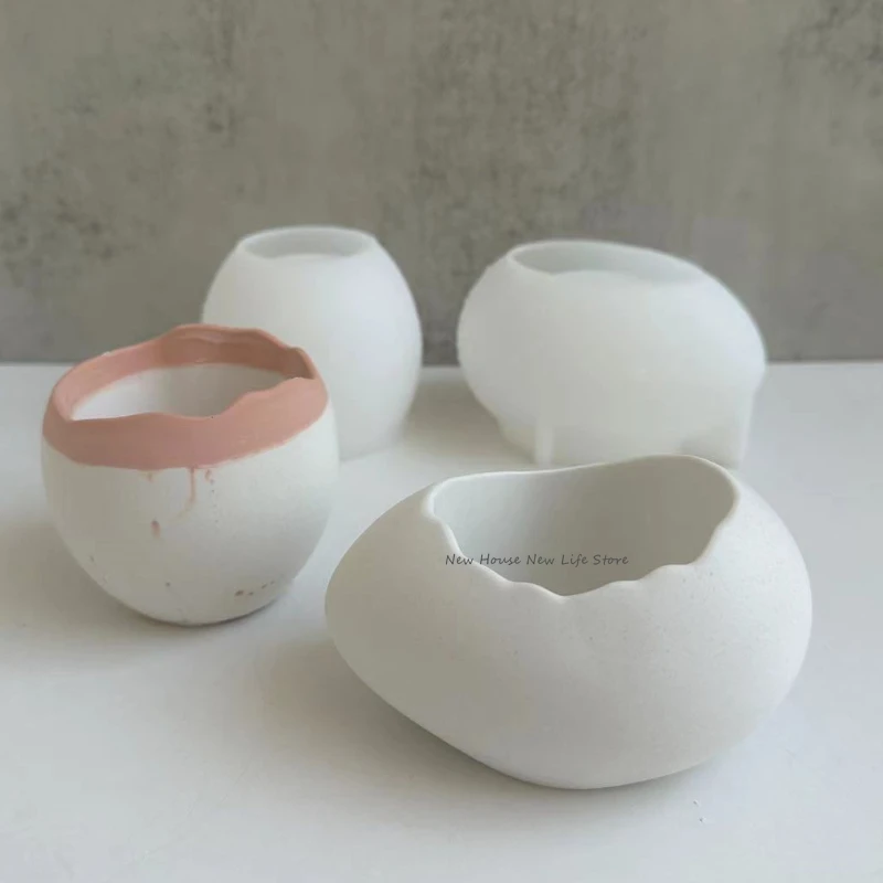 Egg-shaped Flower Pot Silicone Mold Eggshell Candle Cup Candle Jar Mold ...