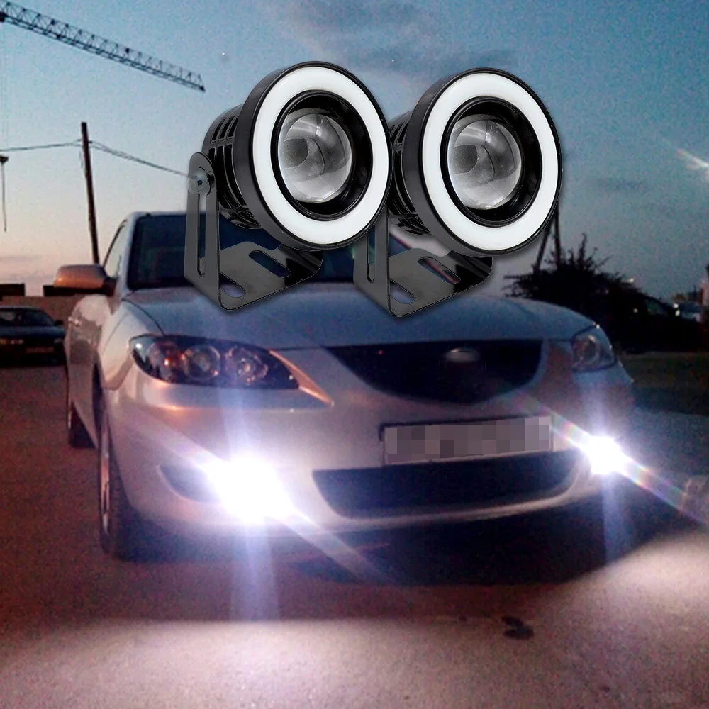 2X Car COB Auto DRL Led 12V HeadLamps Angel Eyes Fog Waterproof ...