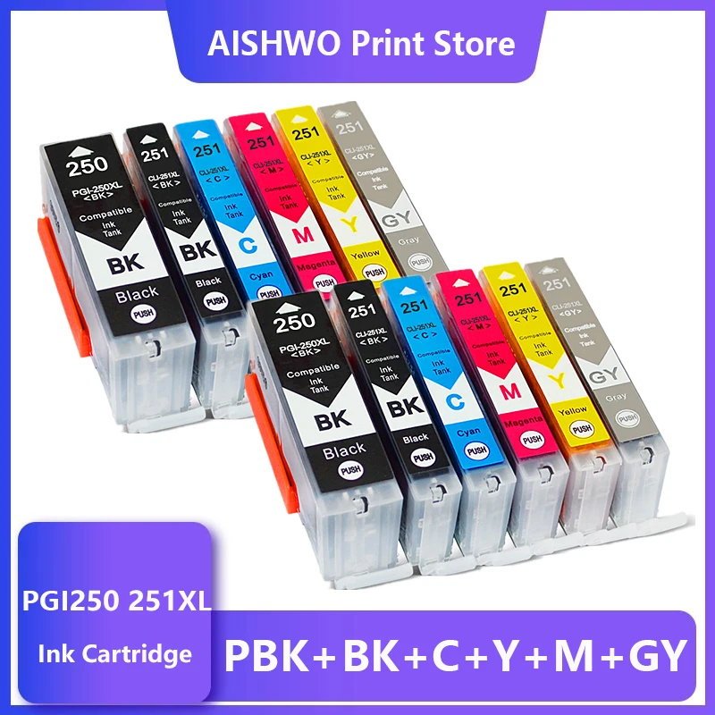 12PK PGI250 PGI-250 CLI-251 for Canon PIxma MG6620 MX922 MG5620 MG5420 ...