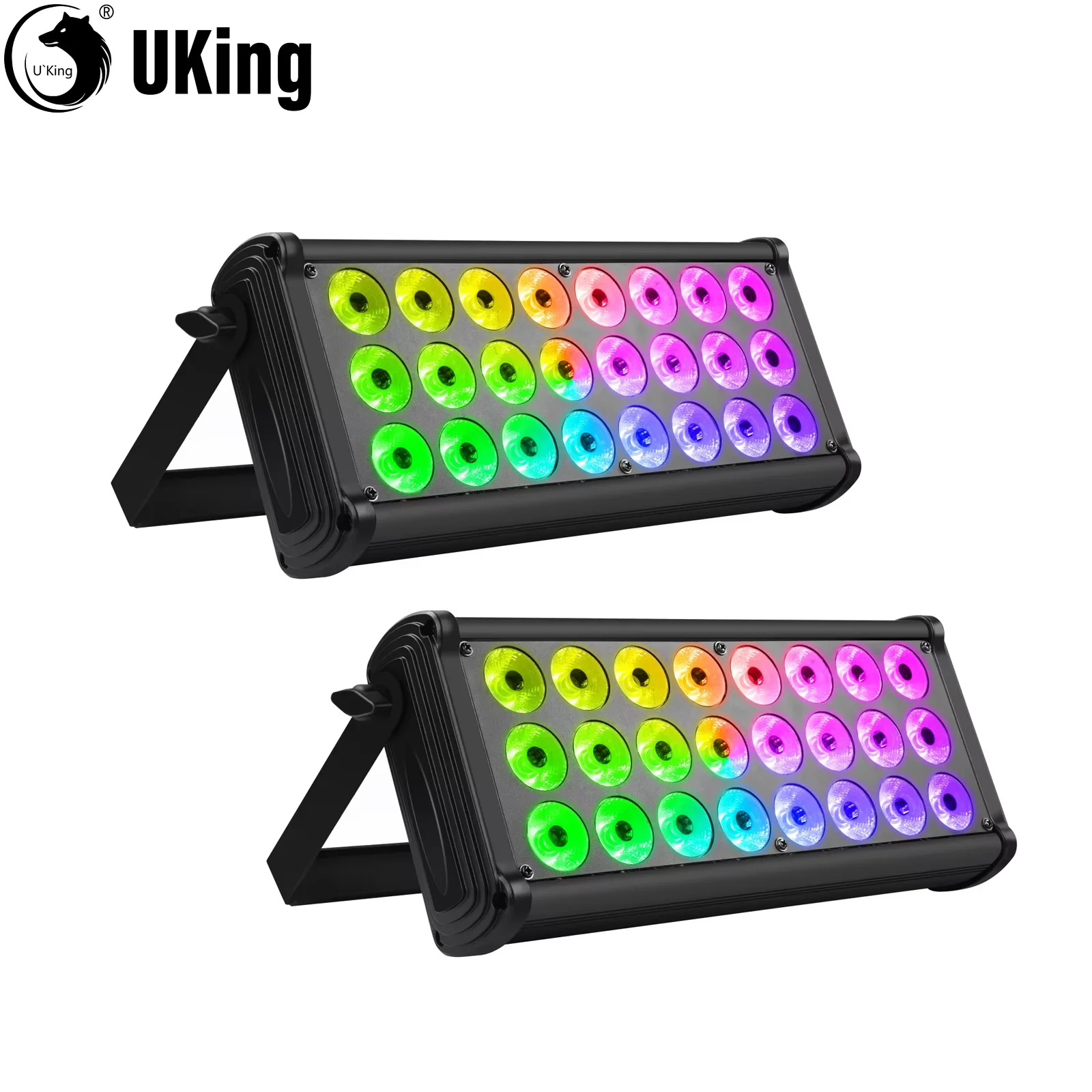 U-King-2Pcs-Set-Wall-Washer-Lights-24LEDs-Rainbow-Effect-Highlight-DMX ...