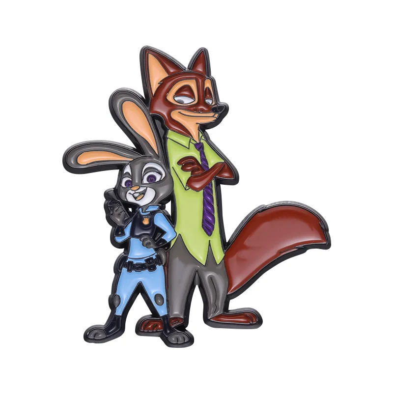 Disney-Zootopia-Figure-Enamel-Pins-Cute-Fox-Rabbit-Judith-Nick-Animal ...