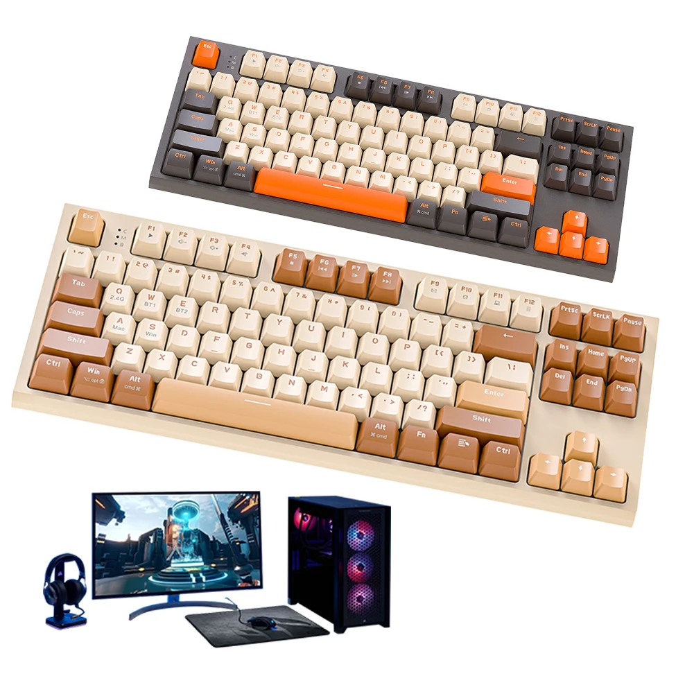 Teclado-Mec-nico-Sem-Fio-Conex-o-de-Modo-Duplo-Teclado-Hot-Swappable ...