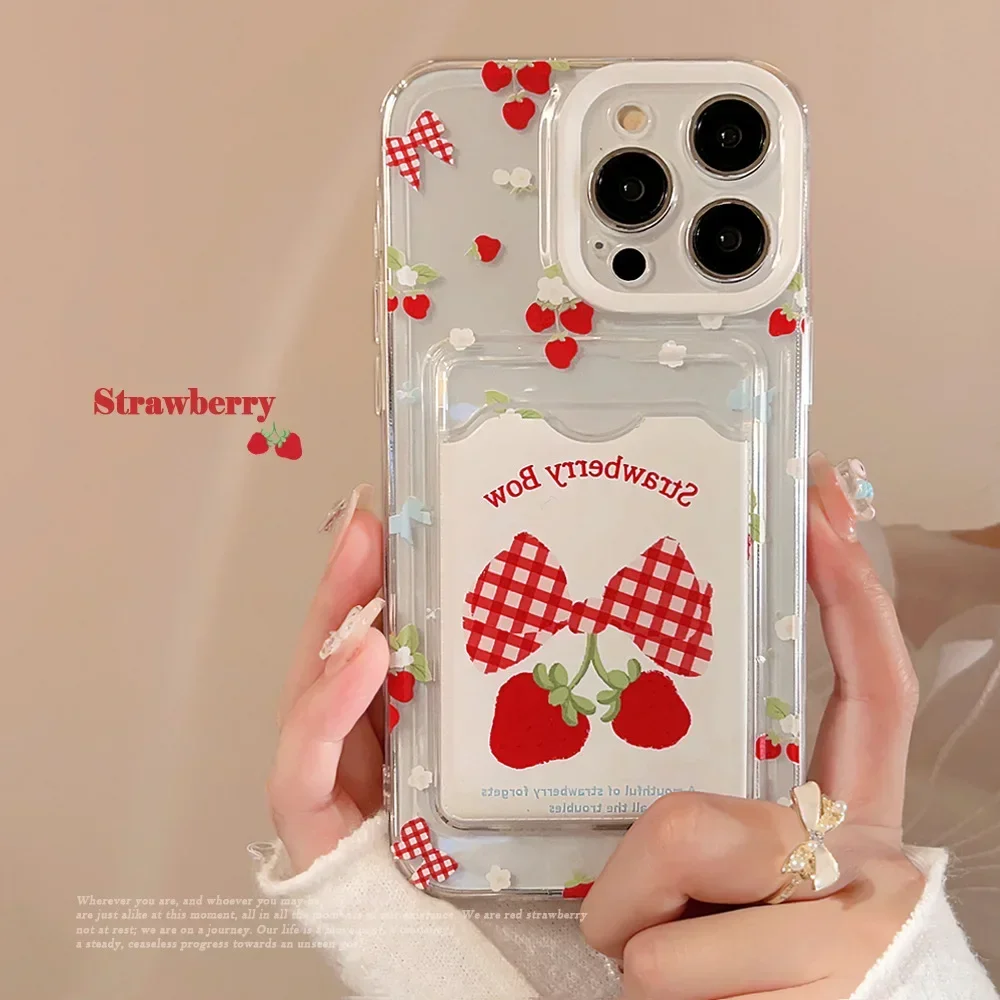 Lovely strawberry Case For Iphone 15 14 13 12 11 Pro Max For iphone xs ...