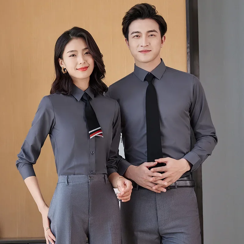 Grey-Long-Sleeve-Shirt-Cotton-Men-Women-s-Workwear-Shirt-Embroidered ...