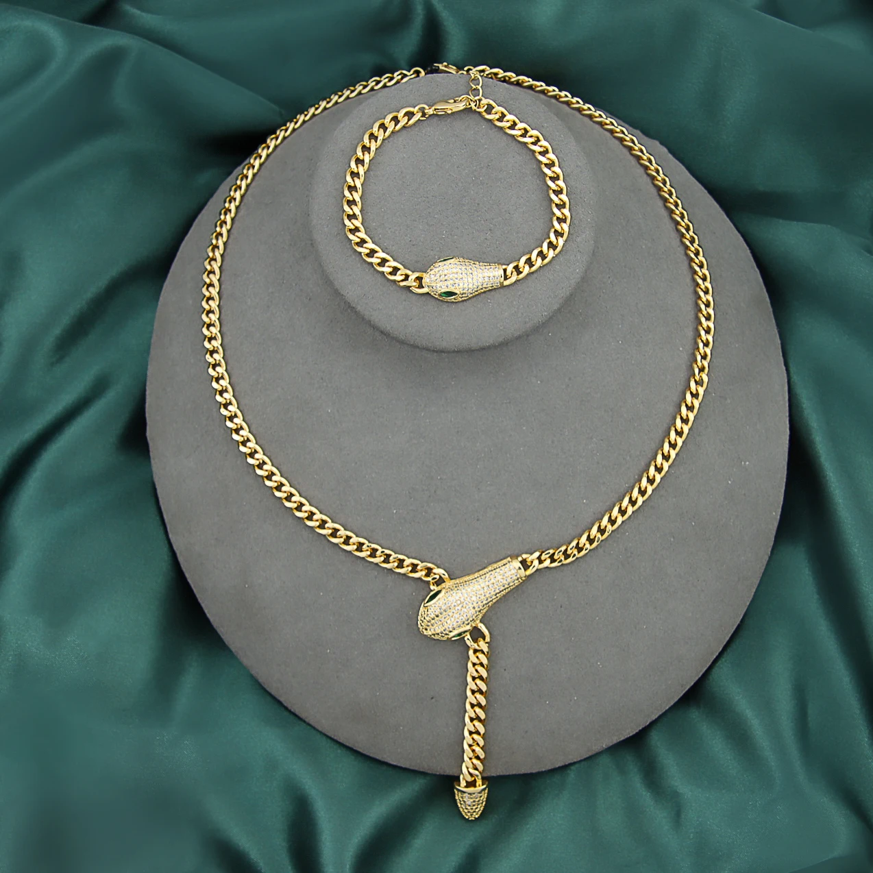 Dubai-Gold-Jewelry-Set-21k-Gold-Plated-Zircon-Punk-Personality-Snake ...