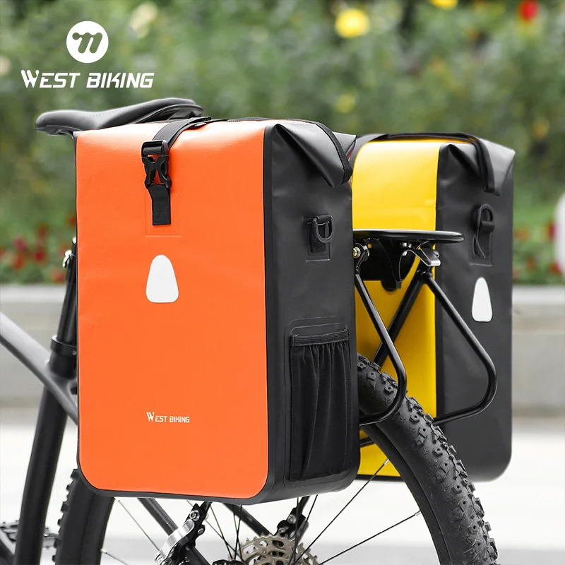 WEST-BIKING-Bicycle-Rear-Side-Bag-Fully-Waterproof-PVC-Pannier ...