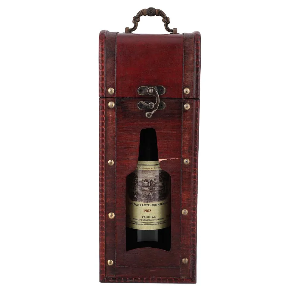 Vintage Single Red Wine Storage Box Portable Wooden Wine Package Gift ...