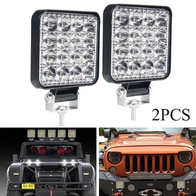2pcs Led Work Light Off-Road Car Driving Headlight 16 SMD SUV ATV Led ...
