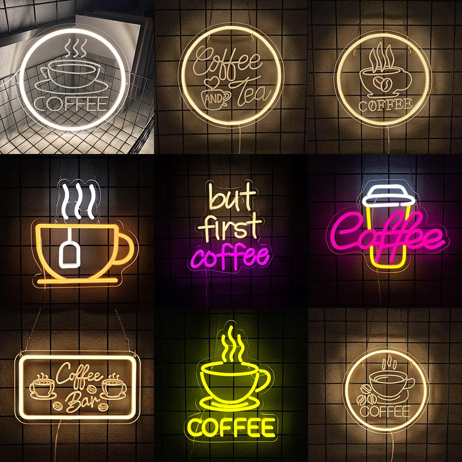 Letrero de neón de café, letrero de barra de café LED para negocios ...