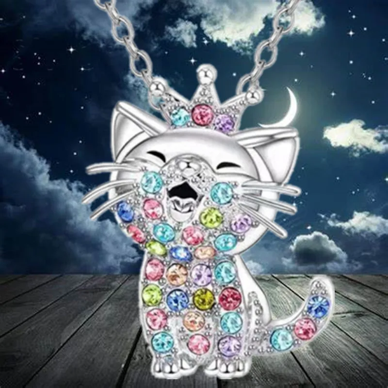 Fashion-Zircon-Cat-Necklace-Crown-Cat-Zircon-Pendant-Engagement ...