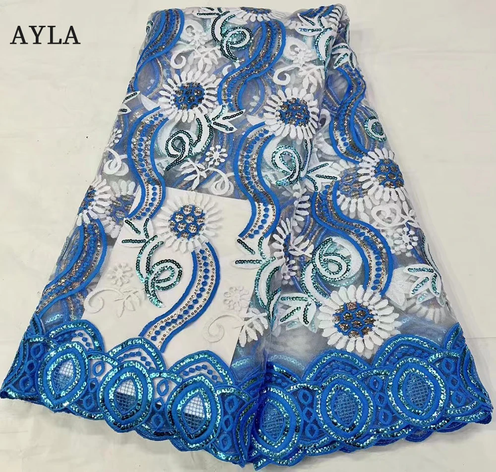 Latest Nigerian Lace Fabric High Quality Mesh Lace Fabric with Sequin ...