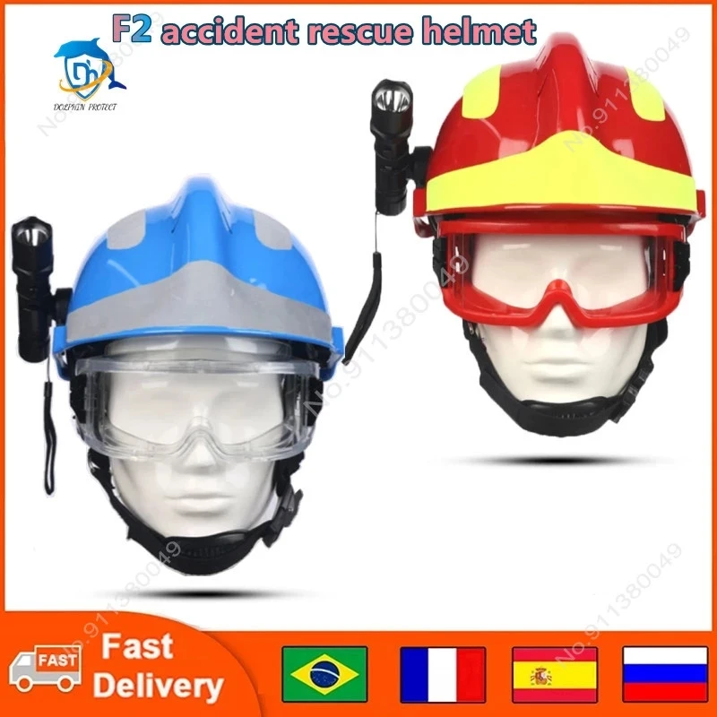 F2-Safety-Rescue-Helmet-Emergency-Rescue-Fire-ABS-helmet-With-Headlamp-and-Protective-Goggles ...