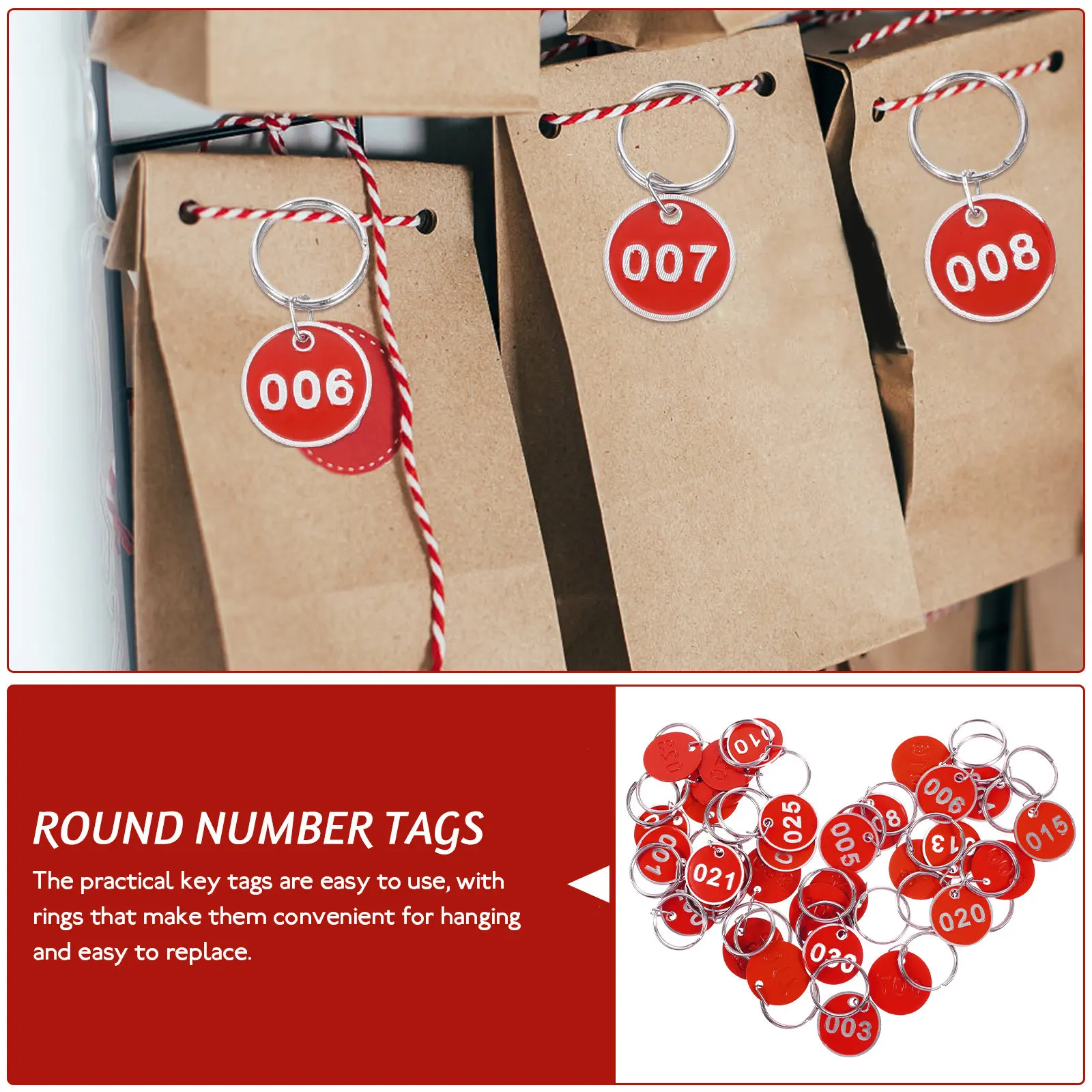 30Pcs Digital Key Tags Round Number Labels for Hanging Identification ...