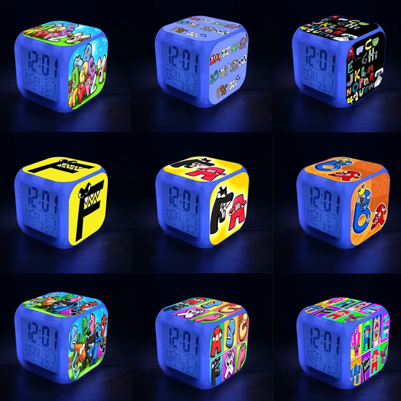 Alphabet Lore LED Colorful Luminous Clock Cartoon Letter Cube Alarm ...