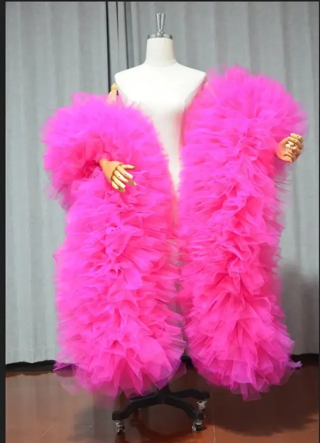 Physical-photos-Fashion-Stage-ball-party-Club-bridal-Tulle-Boa-Ruffle ...
