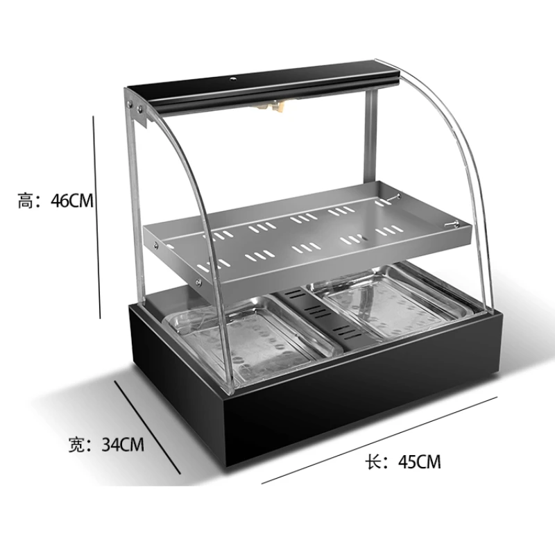 Curved Glass Electric Heating Food Warming Showcase Hot Food Pizza Pie ...