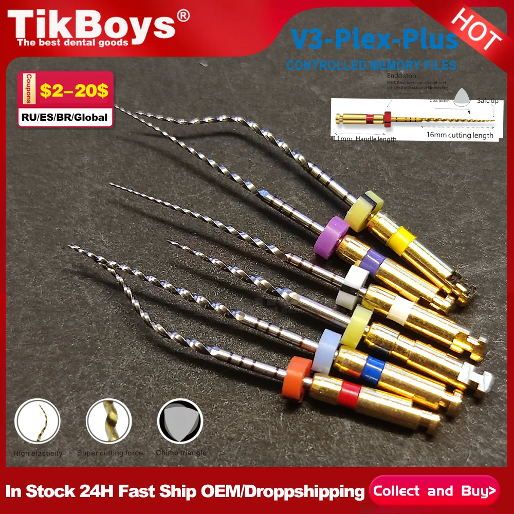 6Pcs/Pack Dental Root Canal File Heat-Activated Rotary Nitinol Tooth ...