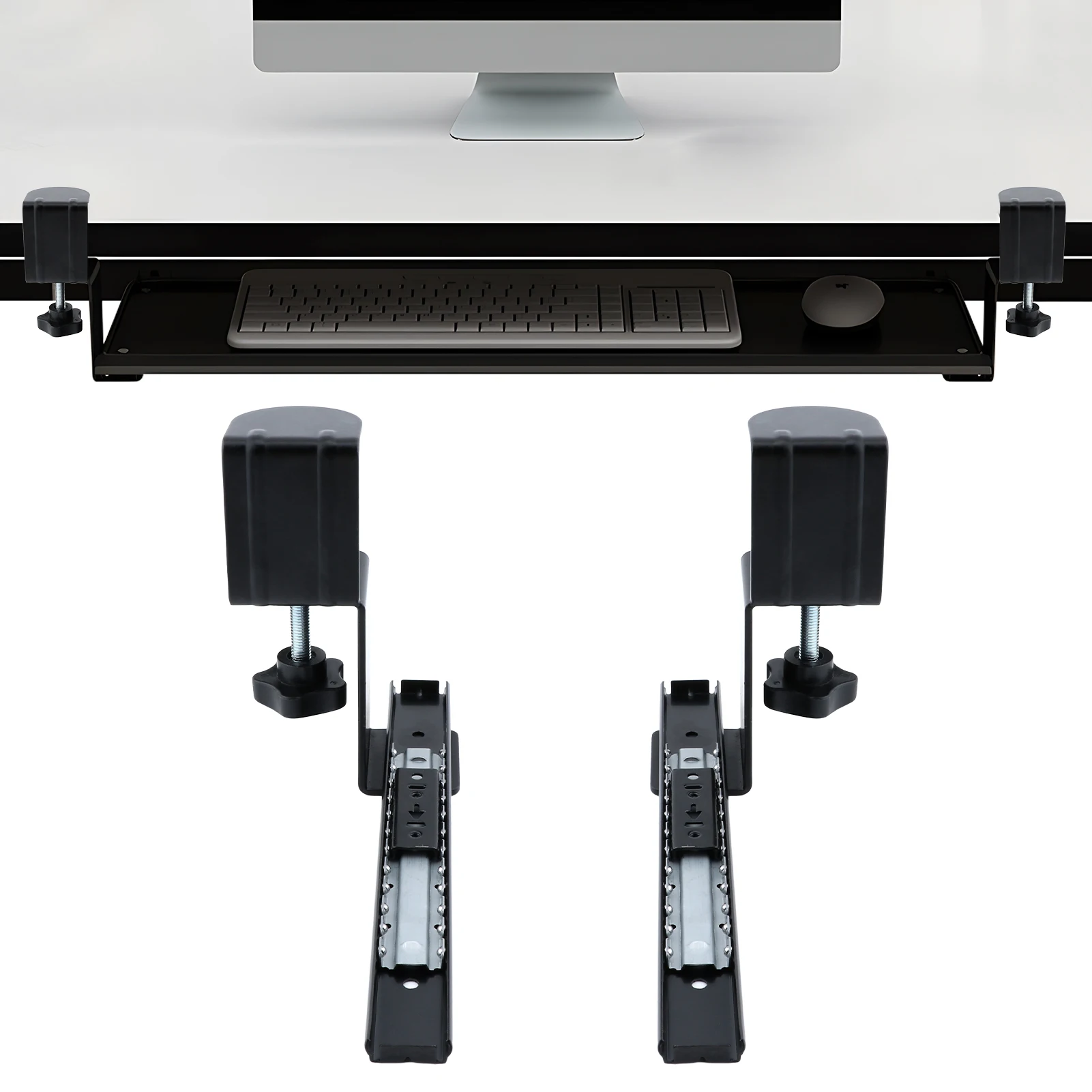1pair-Under-Desk-Pull-Out-Keyboard-Bracket-Wrist-Protection-No-Punching ...