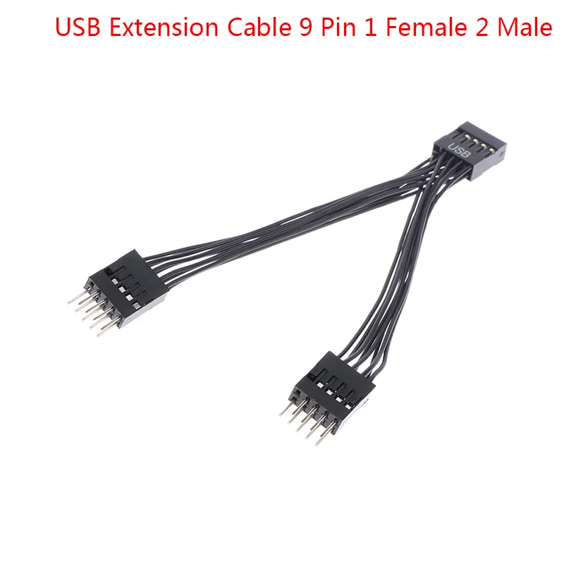 1Pc Computer Motherboard Audio HD Extension Cable 9Pin 1 Female to 2 ...