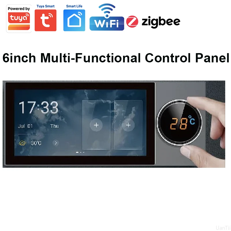 Tuya Smart 6 Inch Hd Lcd Touch Wall Switch Panel Multi-functional Control Panel For Smart Home ...
