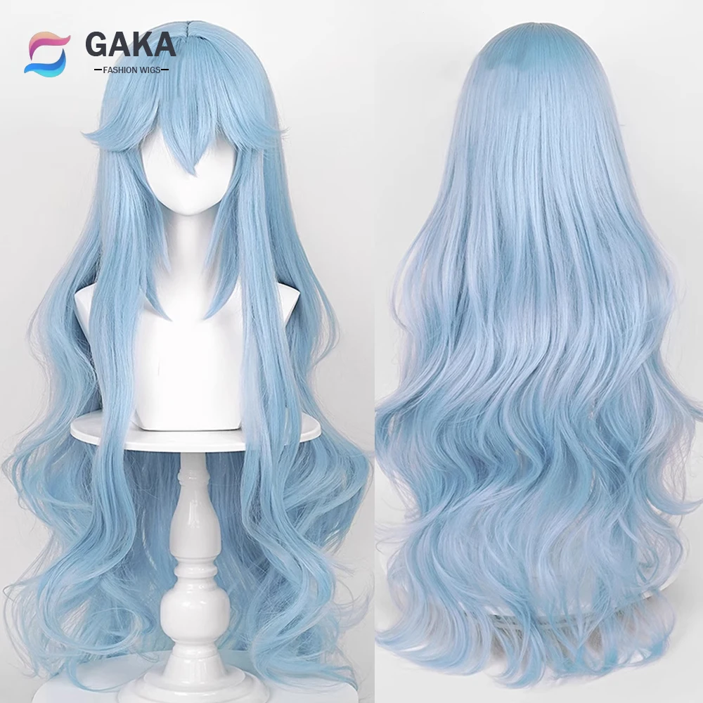 GAKA Ayanami Rei Wigs Anime EVA Cosplay Synthetic Long Wavy Blue Heat ...