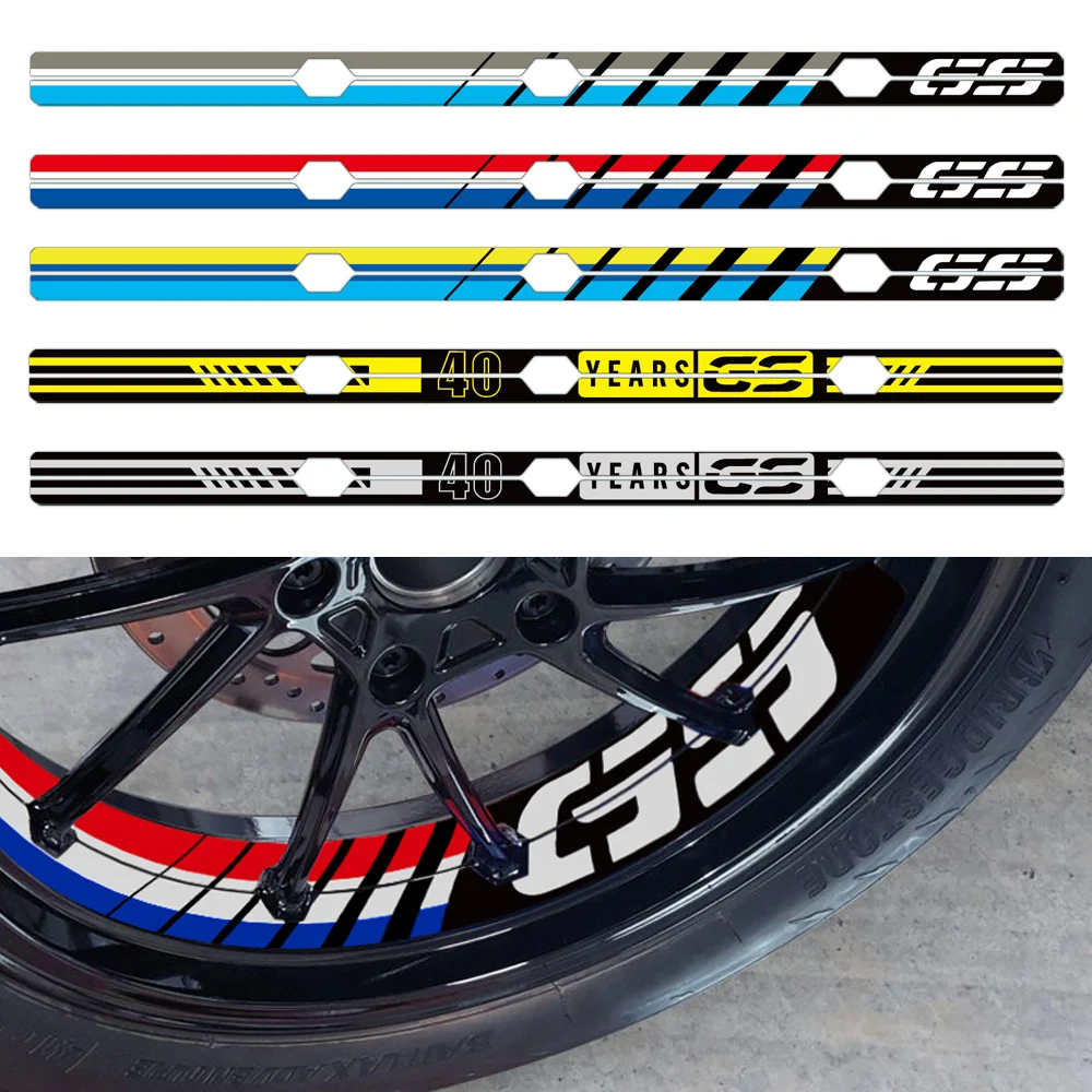Motorcycle Wheel Sticker Reflective Rim 40 Years GS Decal Case ...