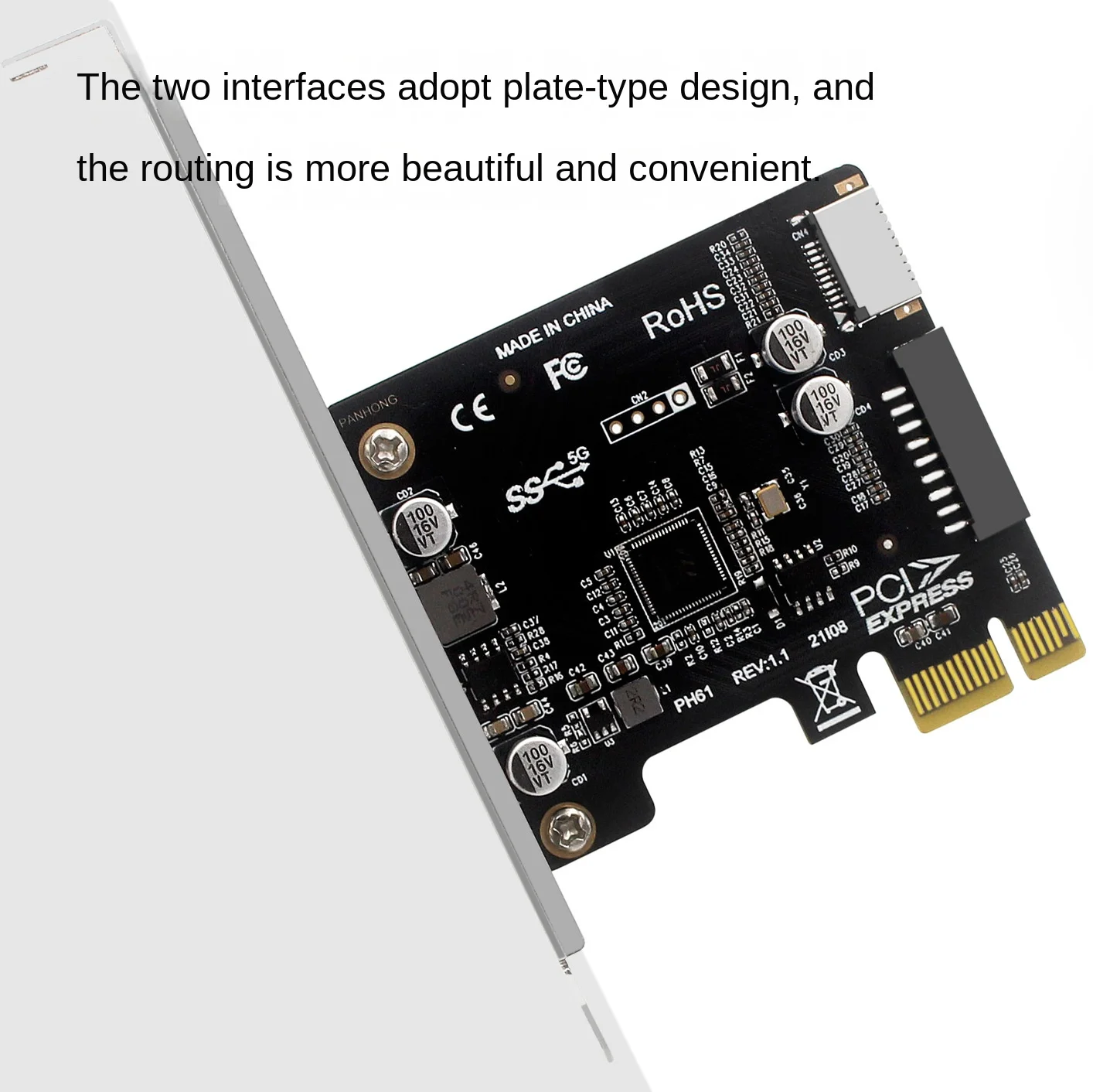 PCIE USB 3.0 확장 카드 PCI USB3 유형 E 전면 TYPE C 19P 20Pin 확장 카드 PCI e 유형 C ...