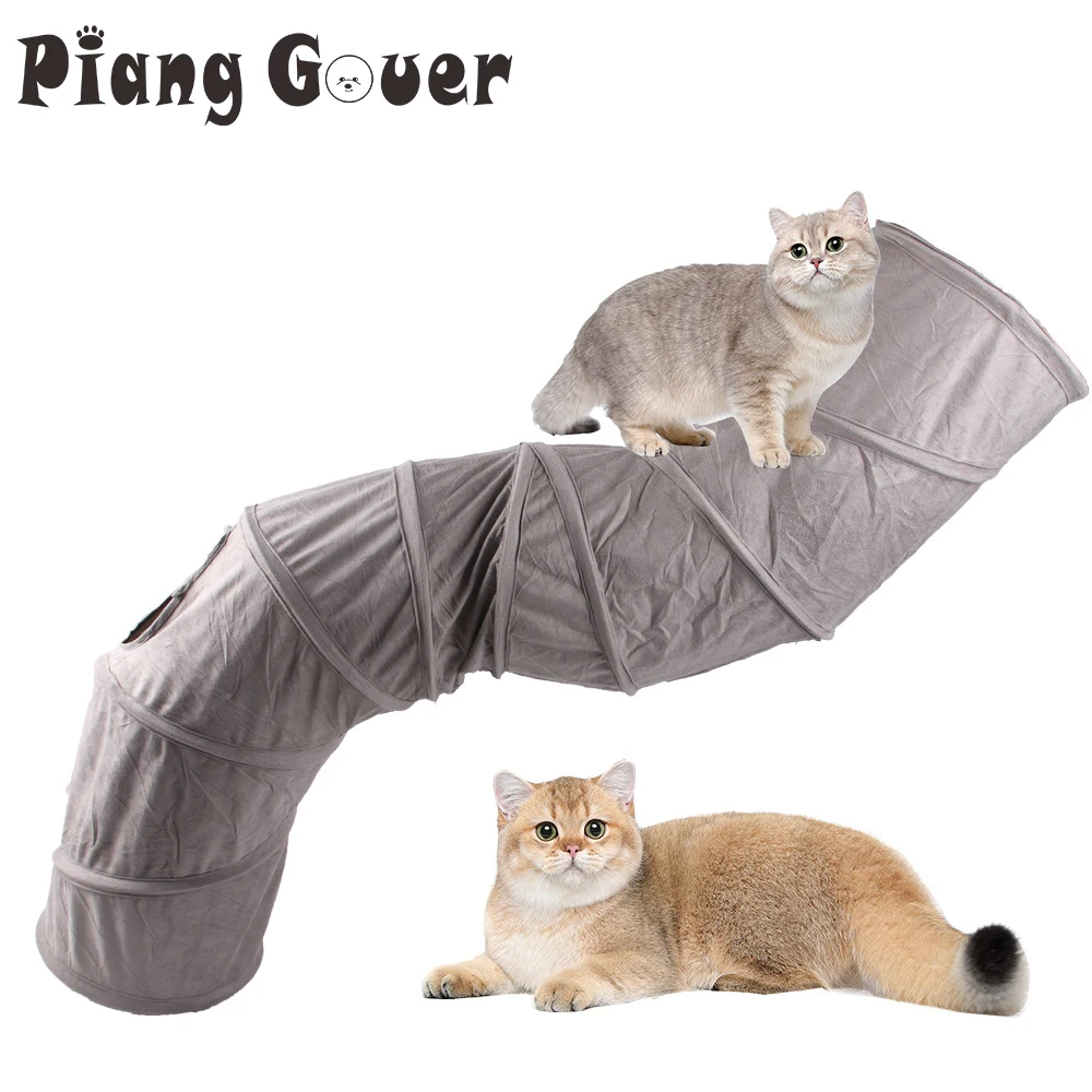 Gray-Foldable-Cat-Tunnel-3-Holes-Kitten-Drill-Bucket-Toys-Indoor-Pet ...