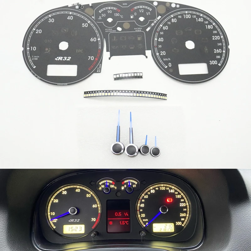 Dashboard-Miles-Instrument-Background-Scale-Paper-LED-Light-Retrofitting-Blue-Needle-For-VW-Bora ...