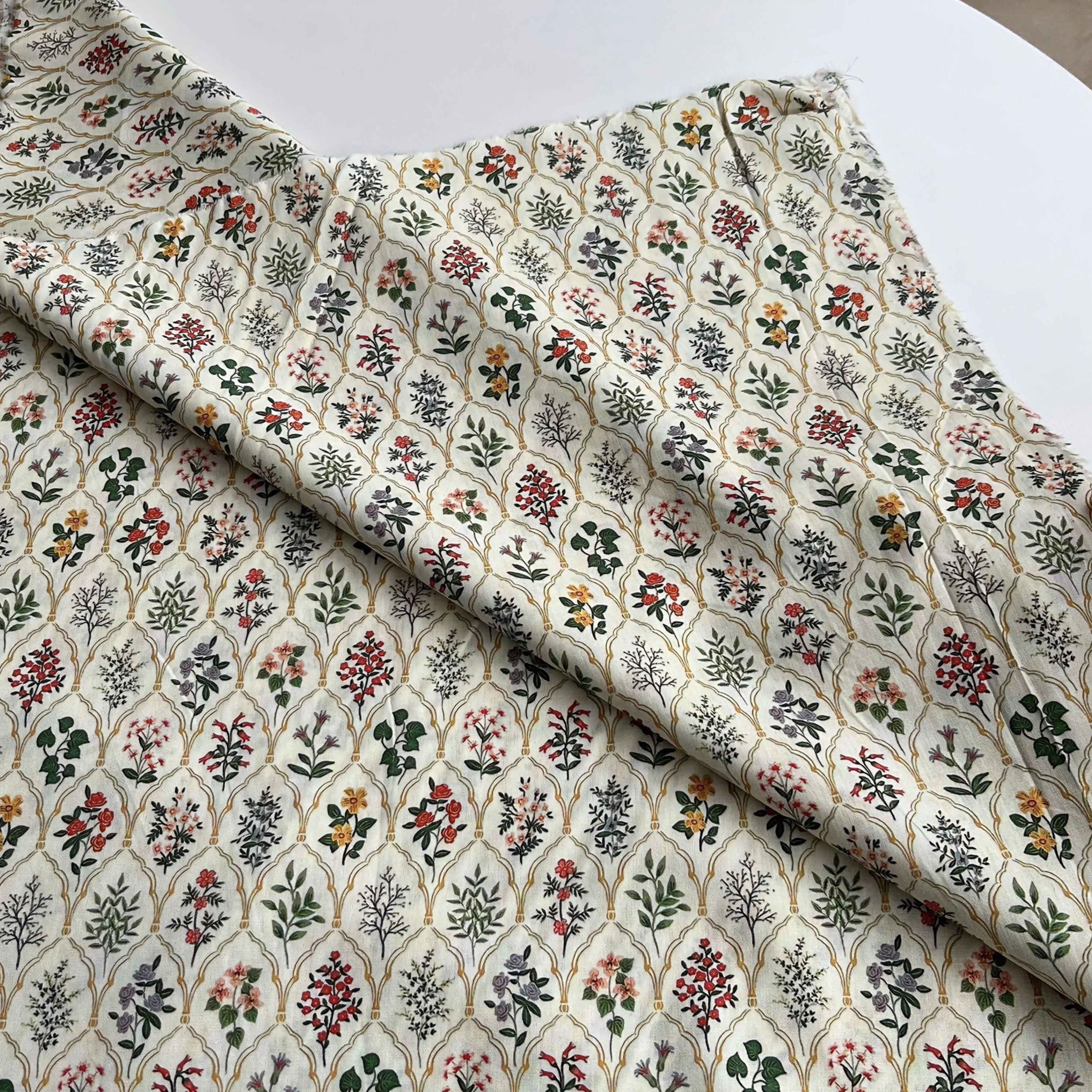 Soft Breathable Cotton Fabric Showcasing Vivid Botanical inspired ...